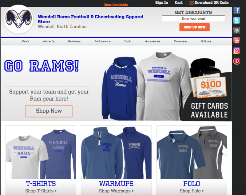 Wendell Rams Football & Cheerleading - Page - Apparel Store